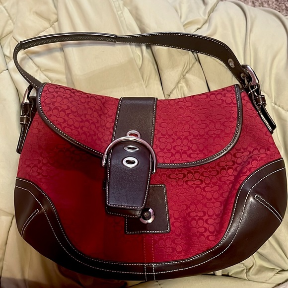 Coach | Bags | Real Coach Dark Red And Dark Brown Coach Bag | Poshmark